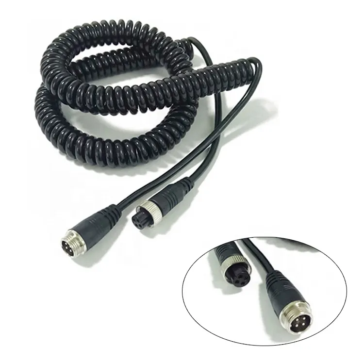 China M12 Spiral Extension Cable 4Pin Flexible Male Female Aviation ...